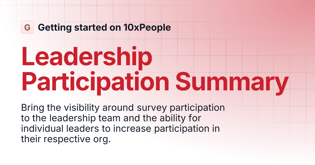 Leadership Participation Summary | Getting started on 10xPeople