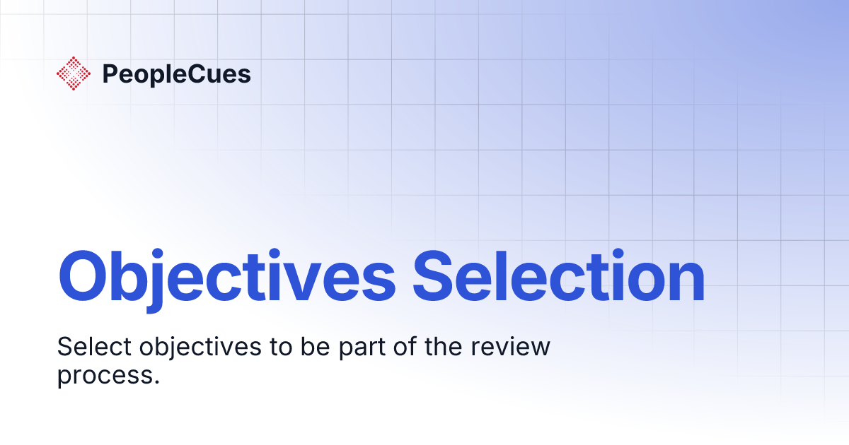 Objectives Selection | PeopleCues