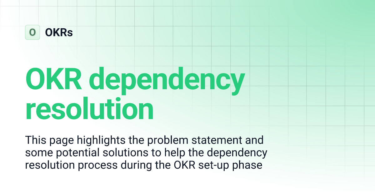 OKR dependency resolution | OKRs